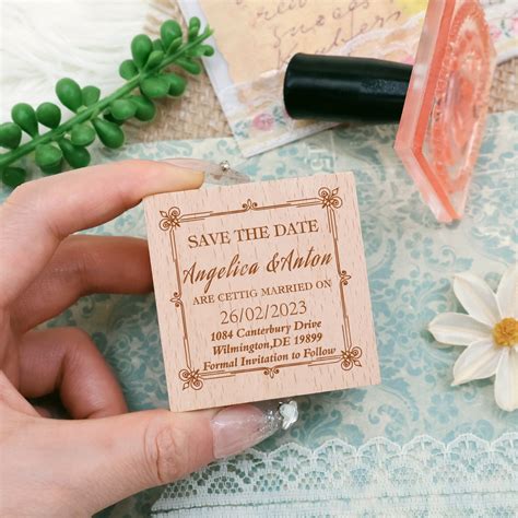 Custom Wedding Save The Date Stamp Basic Square Design Stamprints