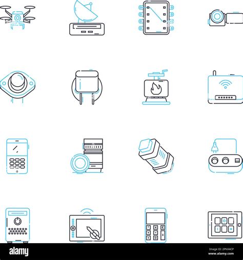 Gadgets Linear Icons Set Tech Innovation Electronics Devices Gear Smartphs Tablets Line