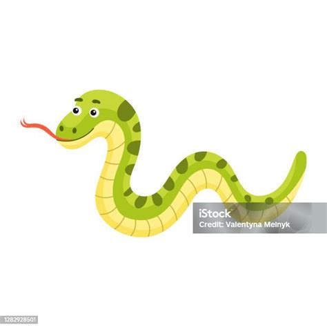 Söt Rolig Orm Tryck På Vit Bakgrund Tecknad Djur Karaktär För Design Av