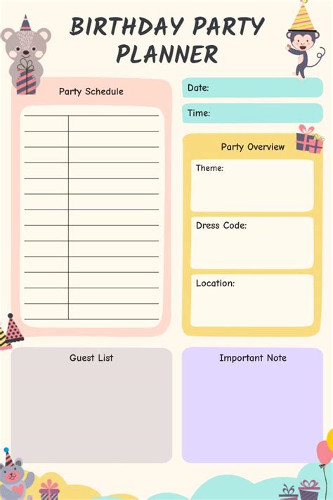 Birthday Planner Customizable Templates Pdf