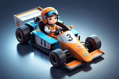 Premium Photo Very Detailed Tiny Cute Race Car Driver