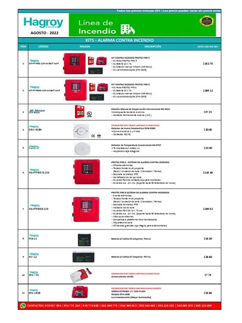 Lista De Precios Hagroy Incendio Agosto 2022 Pdf Ingeniería De Edificación Ley De Construcción