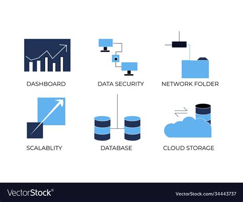 big data icon set analytic data security vector image