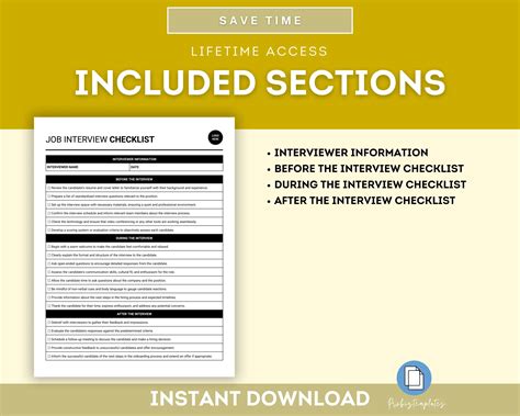 Job Interview Checklist Probiztemplates