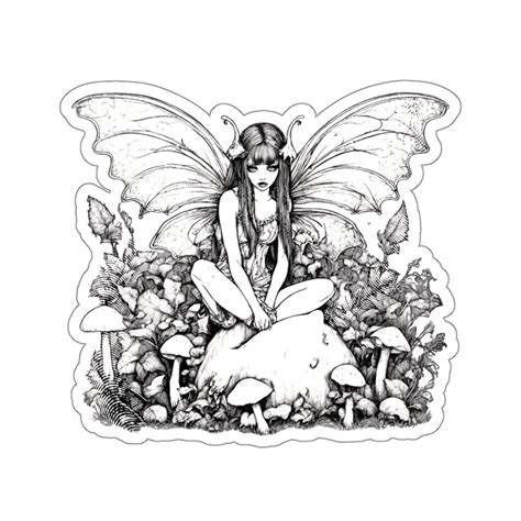 Gothic Dark Fairy Pixie Girl Cottagecore Witchy Butterfly Mushroom