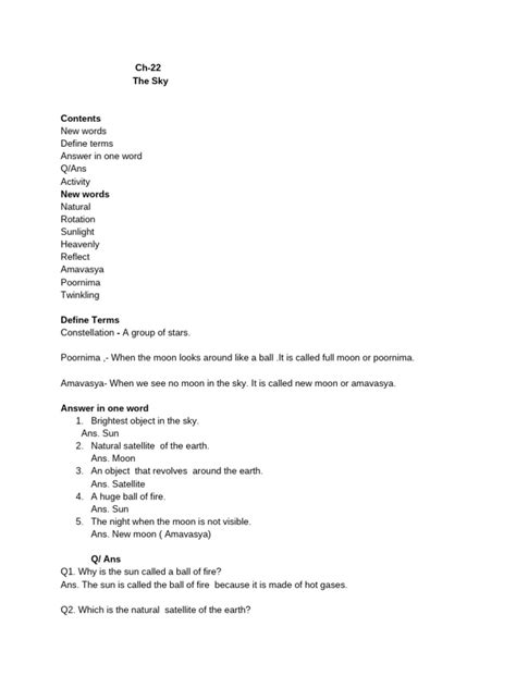 Ch22 The Sky Class 2 1 Pdf