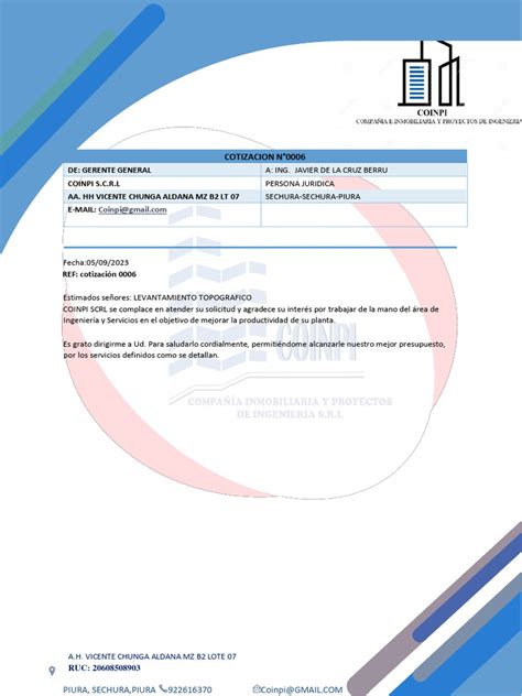 Cotizacion De Levantamiento Topográfico Descargar Gratis Pdf Fundación Ingeniería Suelo