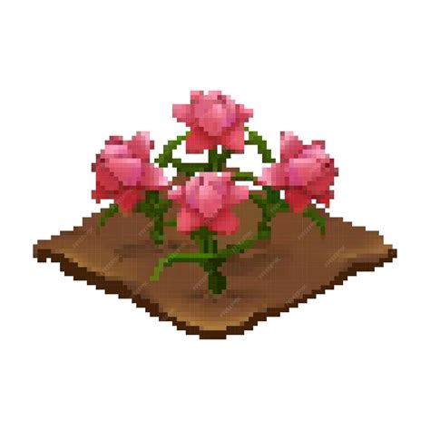 Premium Vector Vector Pixel Art Flower Pink On The Ground Illustration