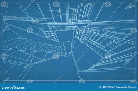 Abstract D Rendering Of Building Wireframe Structure Vector Stock Vector Illustration Of