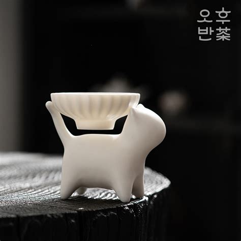 오후반차 귀여운 고양이 도자기 백자 차 거름망 인퓨저 티 스트레이너 티인퓨져 차망 티망 위시버킷