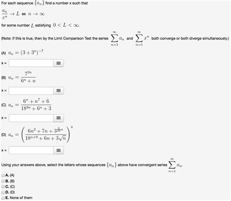 Solved For Each Sequence An Find A Number X Such That For