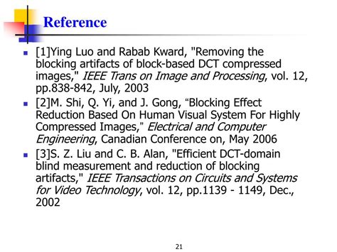 Ppt Reduction Of Blocking Artifacts In Dct Coded Images Powerpoint