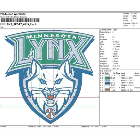 Wnba Minnesota Lynx Basketball Team Logo Embroidery Files Wnba