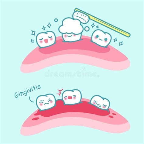 Cartoon Tooth Brush And Gingivitis Stock Vector Illustration Of Care