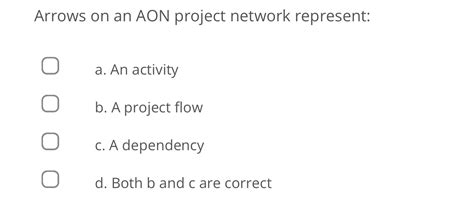 solved arrows on an aon project network represent a ﻿an