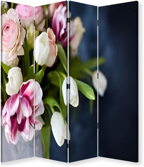 Gisgbjw Folding Room Divider Wall Privacy Screen Flower