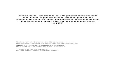 Análisis Diseño E Implementación De Una Aplicación Web Análisis Diseño E Implementación De