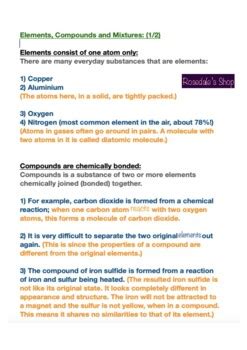 Elements Compound And Mixtures Revision Notes GCSE IGCSE Chemistry
