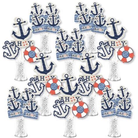 Big Dot Of Happiness Ahoy Nautical Centerpiece Sticks Showstopper Table Toppers 35 Pc