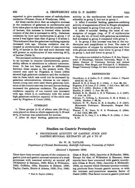 Studies On Gastric Proteolysis 4 Proteinase Activity Of Gastric Juice