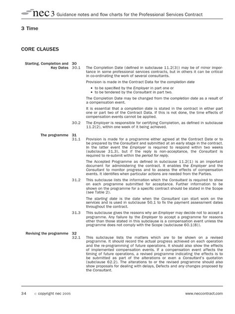 Nec3 Professional Services Contract Guidance Notes And Flow Charts Pdf Economies Business