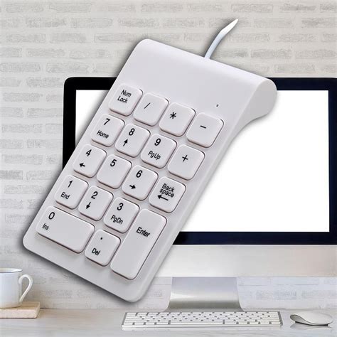 wired usb numeric keypad 18 for laptop desktop lightweight multifunctional keyboard white