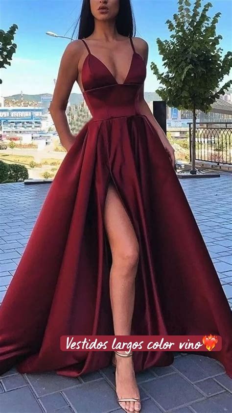 Vestidos Largos Color Vino ️‍🔥 Idee Vestito Abiti Da Sera In Raso Abiti