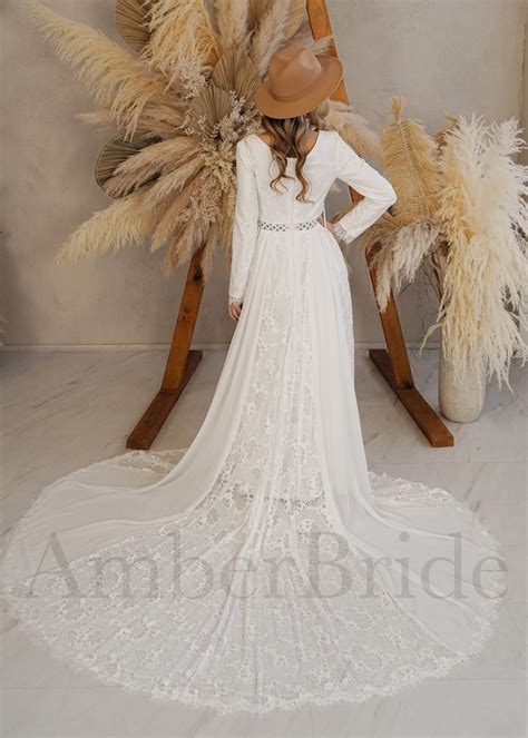 Bohemian Wedding Dress Long Sleeve Long Sleeve Lace Wedding Dress All