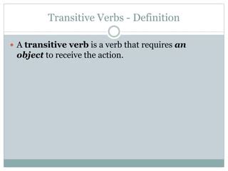 Transitive And Intransitive Verbs PPT