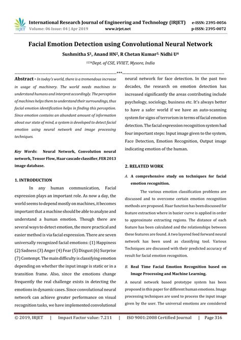 Irjet Facial Emotion Detection Using Convolutional Neural Network Pdf