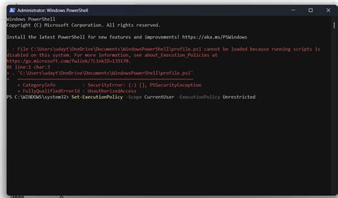 Windows Set Executionpolicy Scope Currentuser Executionpolicy Unrestricted Not Working