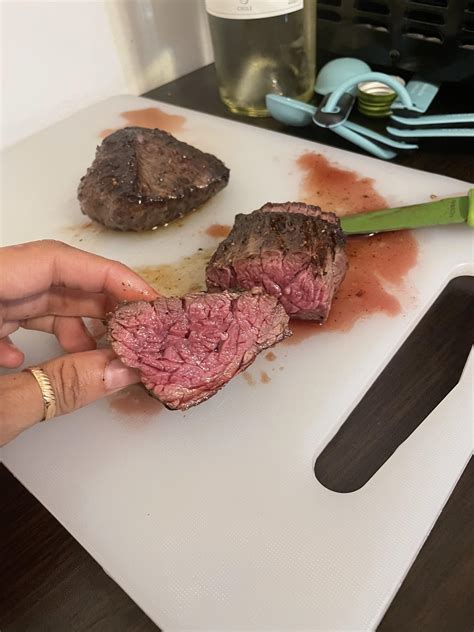 First Time Pan Searing A Steak On My Own Was Aiming For Medium Rare