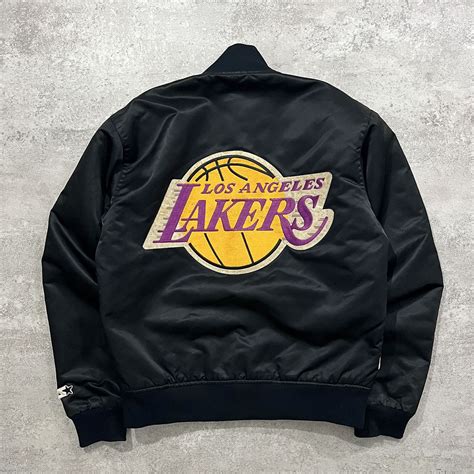 Vintage Vtg 90s Nba Los Angeles Lakers Starter Satin Bomber Jacket