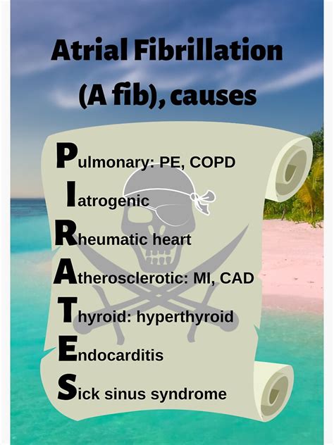 Atrial Fibrillation A Fib Causes Pirates Medical Mnemonic Sticker