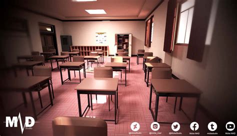 Doki Doki Literature Club Classroom Concept 3d By Mad Studio On
