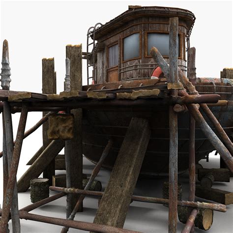 3d Model Ship Old Scaffold