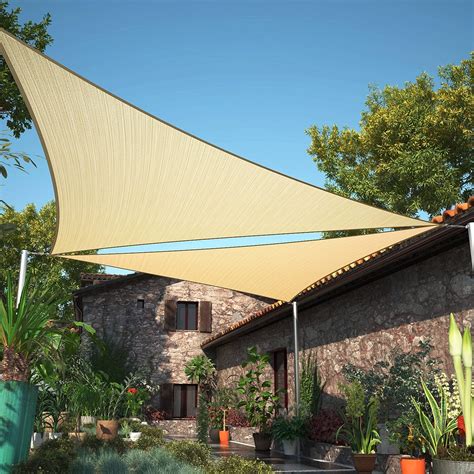 Shademart 18 X 18 X 18 Beige Triangle Sun Shade Sail Canopy Smtapt18 Water Permeable And Uv