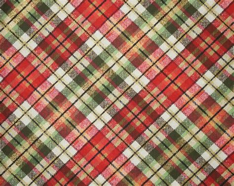 Christmas Plaid Fabric Multicolor Plaid Christmas Gold Glitter Sparkle