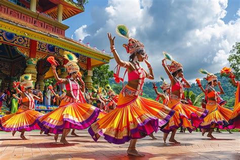 Traditional Kandyan Dancers In Vibrant Costumes Premium Ai Generated