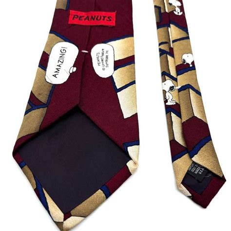 Vintage Tie Peanuts Snoopy Maze Geometric Pattern Mad Gem