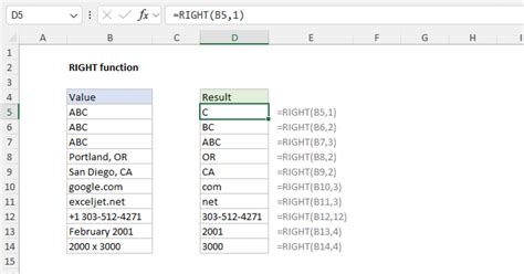 Excel Right Function Exceljet