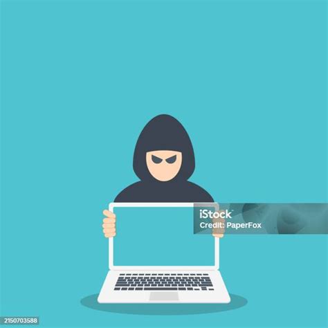 Hacker With Laptop Computer Stealing Confidential Data Stock Illustration Download Image Now