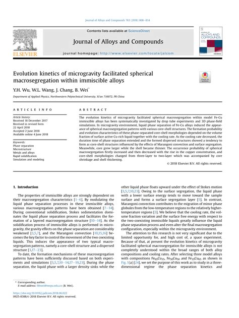 Pdf Evolution Kinetics Of Microgravity Facilitated Spherical Macrosegregation Within