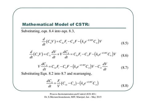 Class 10 Mathematical Modeling Of Continuous Stirred Tank Reactor S…