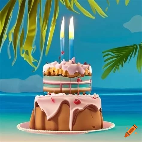 Happy Birthday Beach Cake