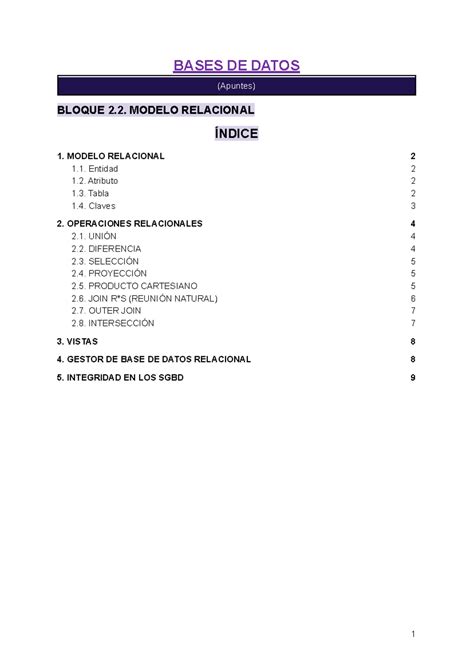 Tema 22 Modelo Relacional Bases De Datos Apuntes Bloque 2 Modelo Relacional Modelo