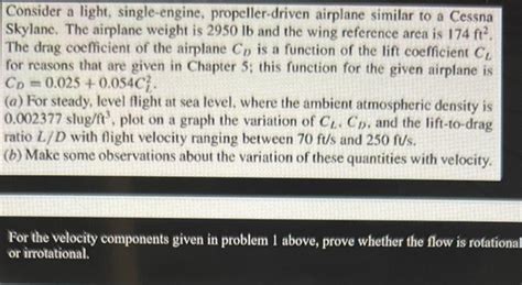 Solved Consider A Light Single Engine Propeller Driven