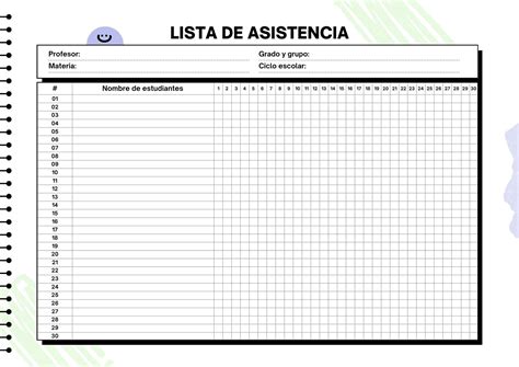 Plantilla De Asistencia De Excel