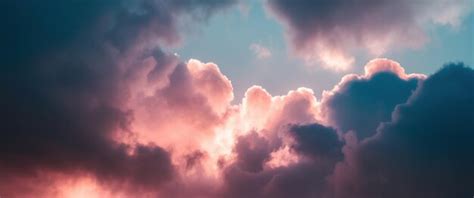 Soft Dreamy Texture Of Illuminated Clouds In A Tranquil Sky Scene