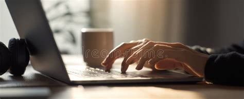 The Hands Typing On A Laptop In A Cozy Modern Workspaceai Generated